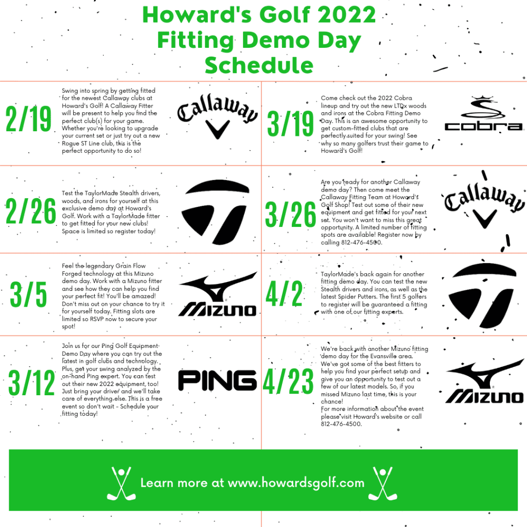 Howard's Golf Demo Days 2022 Schedule | Howards Golf - We're Talking Golf